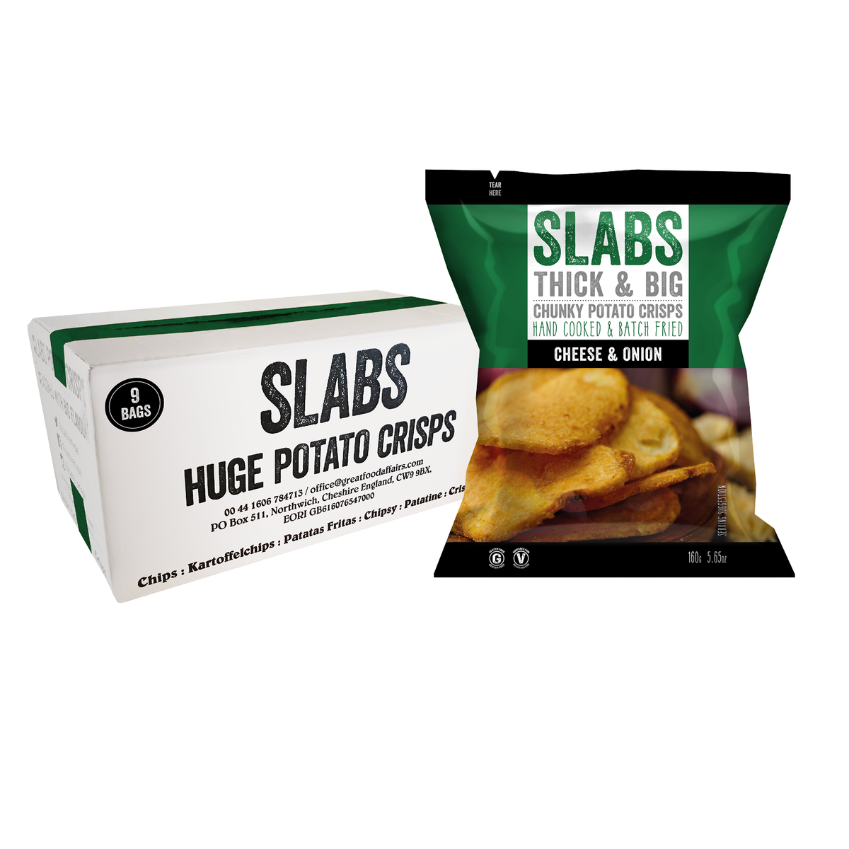 SLABS CHEESE & ONION 160g x 9 bags – Crisp Wholesaler