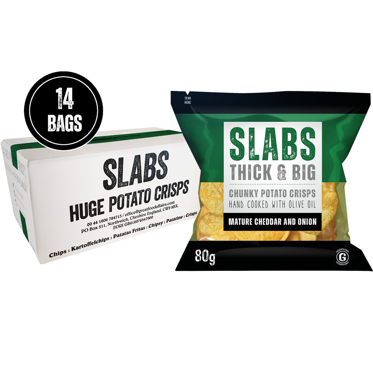 SLABS CHEESE & ONION 80g x 14 bags – Crisp Wholesaler